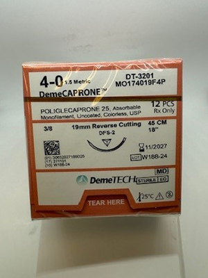 DemeCAPRONE Sutures 4/0 19mm Reverse Cutting Clear