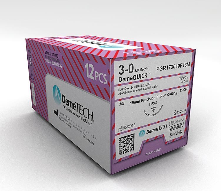 DemeQUICK Suture 5/0 75cm 16mm Reverse Cutting Clear